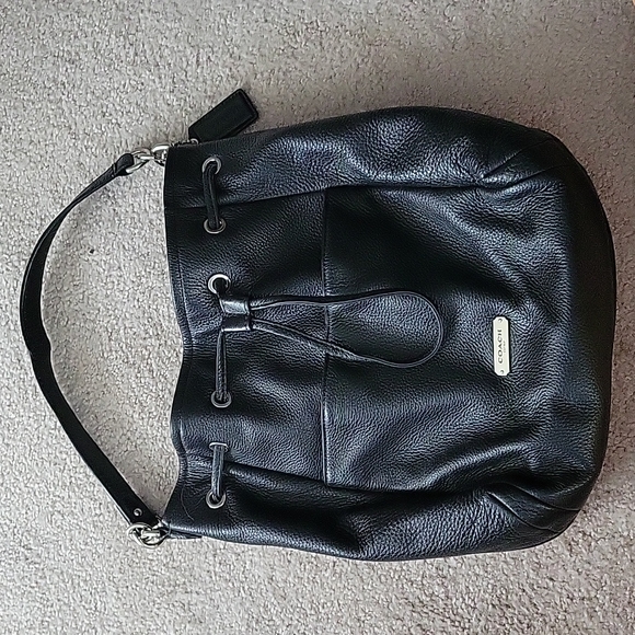 Bags | Black Leather Coach Cinch Bag | Poshmark